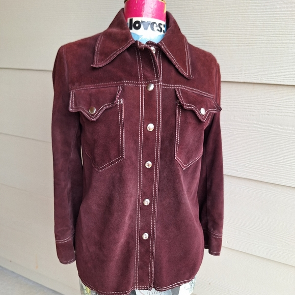 Vintage | Jackets & Coats | Vintage 7s Chocolate Suede Snap Front ...